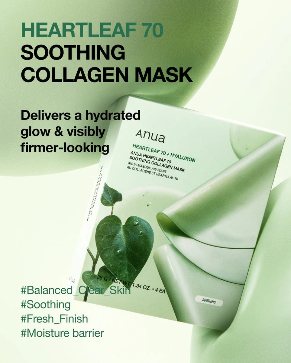 Anua Heartleaf 70 Soothing Collagen Mask 4EA – SoKoSkins